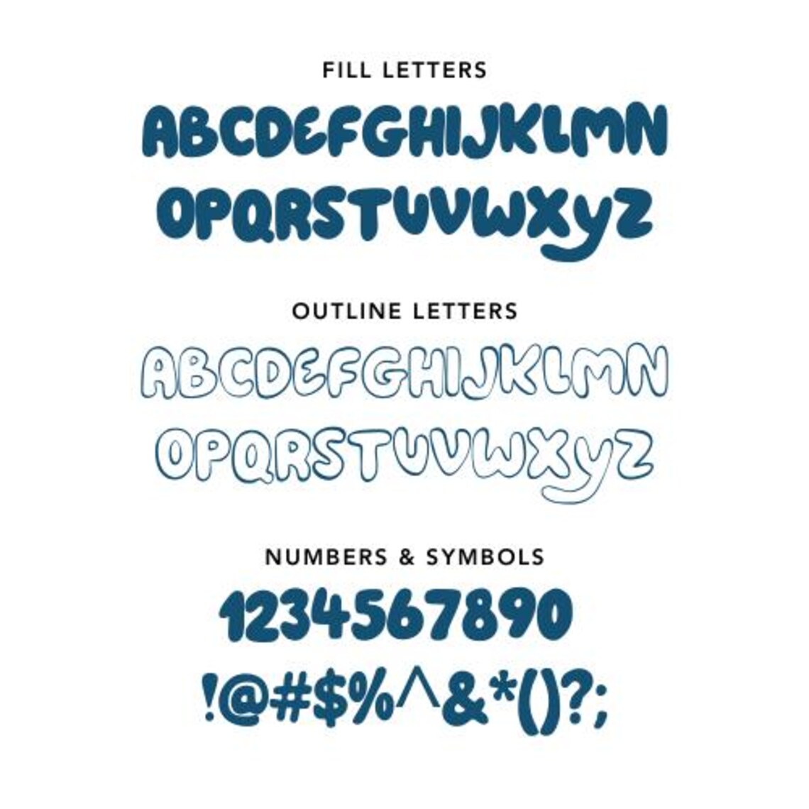 Bluey Inspired Kids Cute Font, Handwritten Bubble Font, Outline Font ...