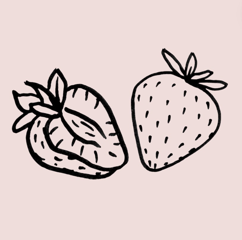 Hand Drawn Strawberry Clipart Bundle, Scribble Food Clip Art Bundle ...