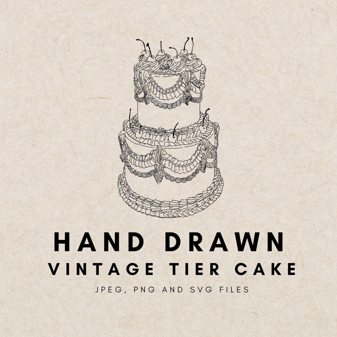 Tier Wedding Cake Illustration, Traditional Wedding Cake, Hand Drawn ...