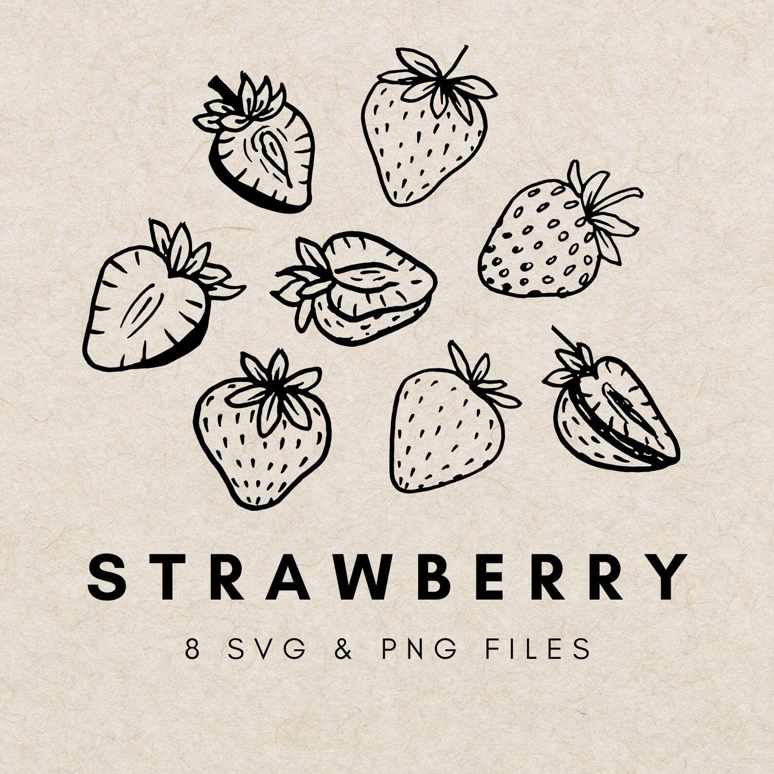 Strawberry Clipart, Strawberry SVG PNG, Tropical Fruit Clipart, Berries ...