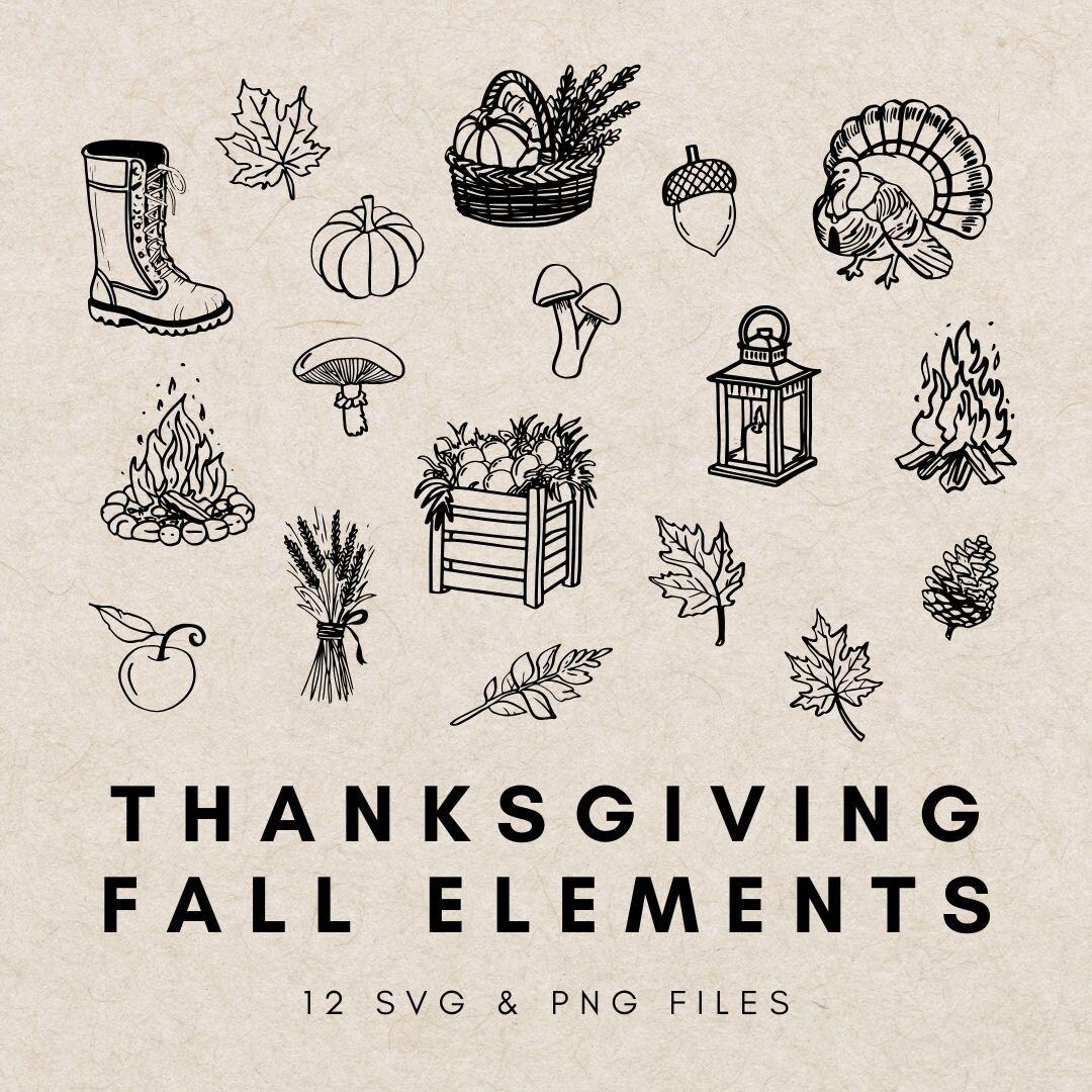 Thanksgiving Clipart Bundle: Turkey, Pumpkin, Autumn Graphics (PNG SVG ...