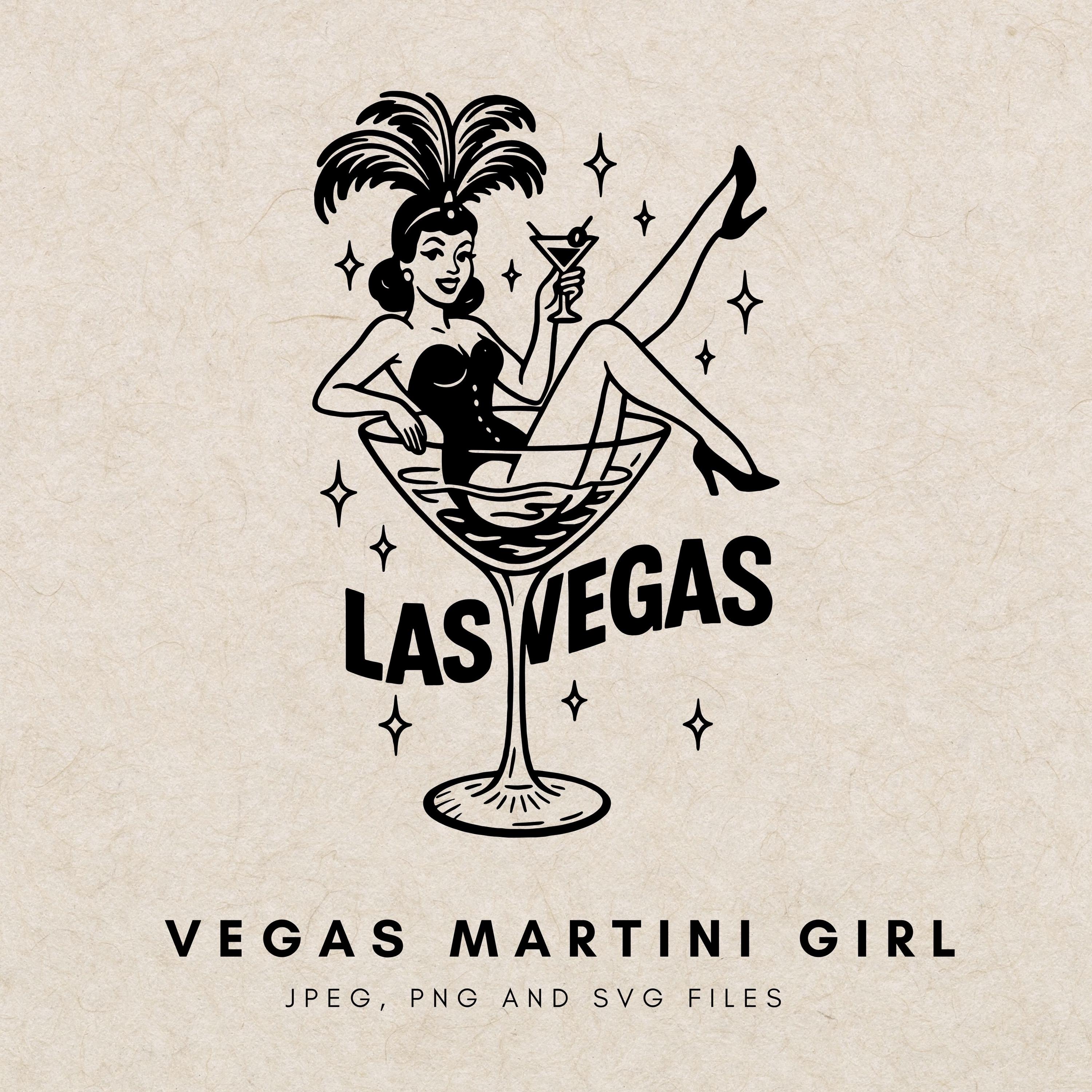 Vegas Girl Martini Glass Clipart Bachelorette Party Illustration