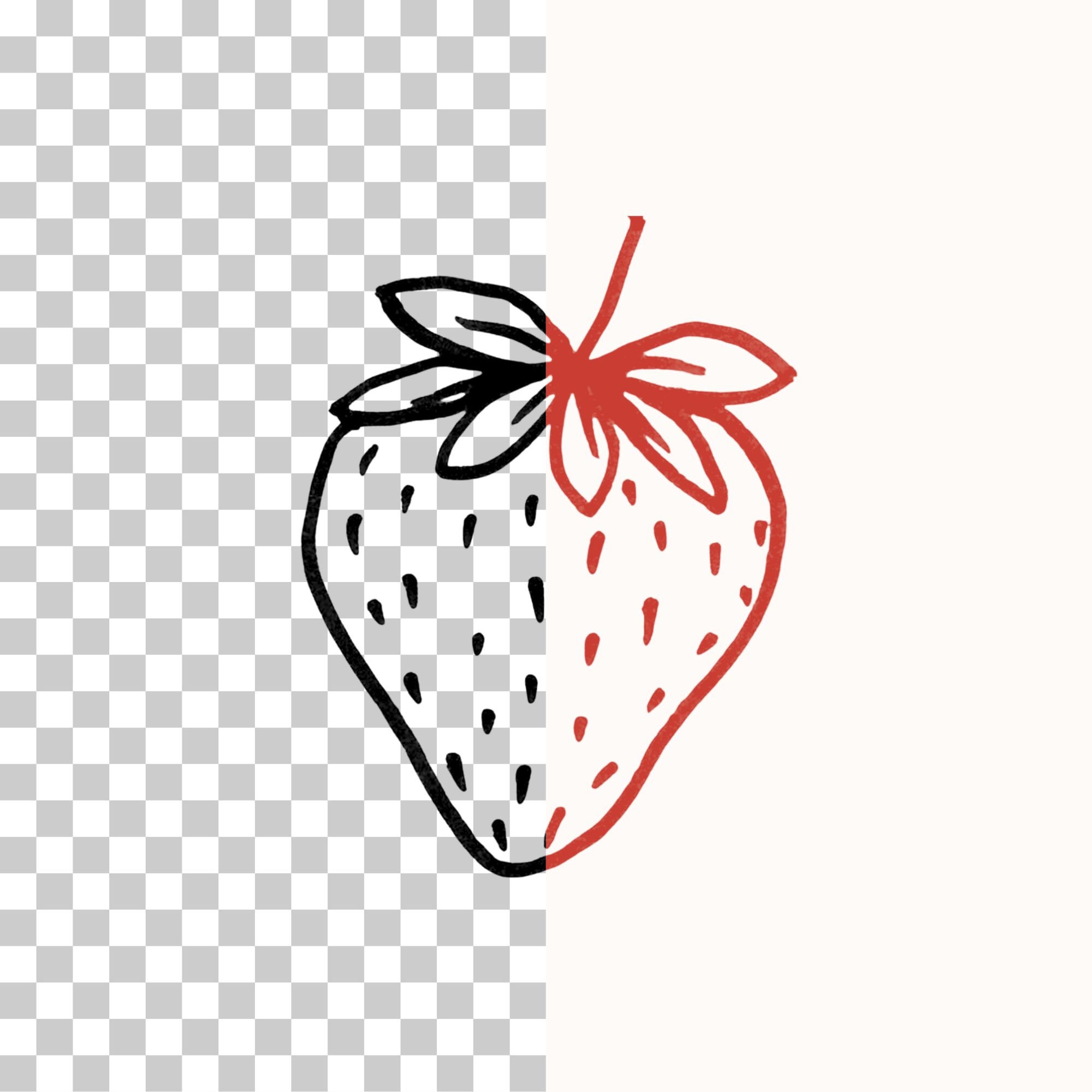 Hand Drawn Strawberry Clipart Bundle, Scribble Food Clip Art Bundle ...