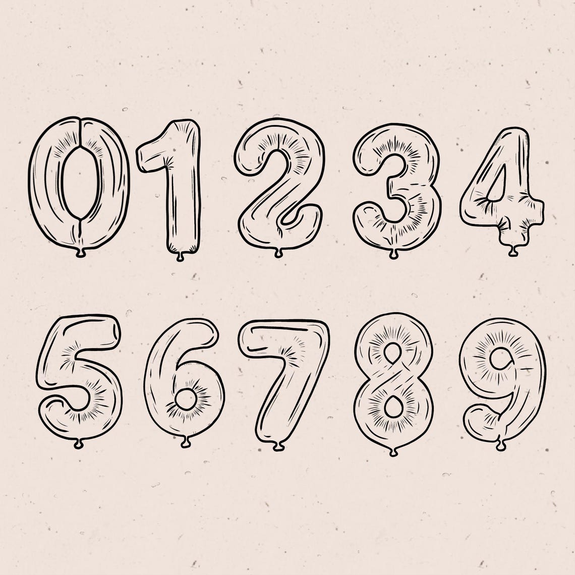 Hand Drawn Number Balloons, Birthday Party Decor, Anniversary Balloon ...