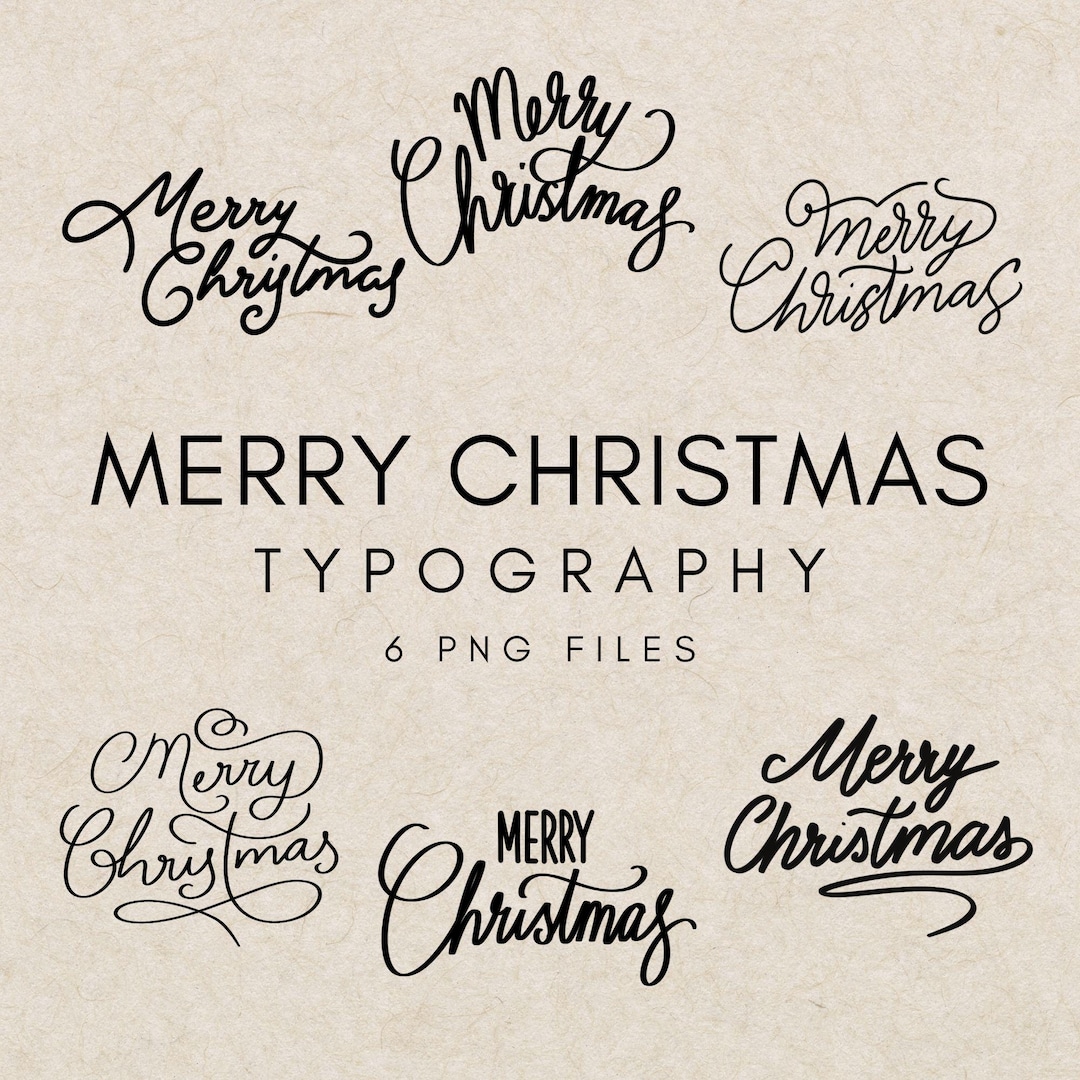 Merry Christmas Typography, Bespoke Holiday Handwritten Text, Cute ...
