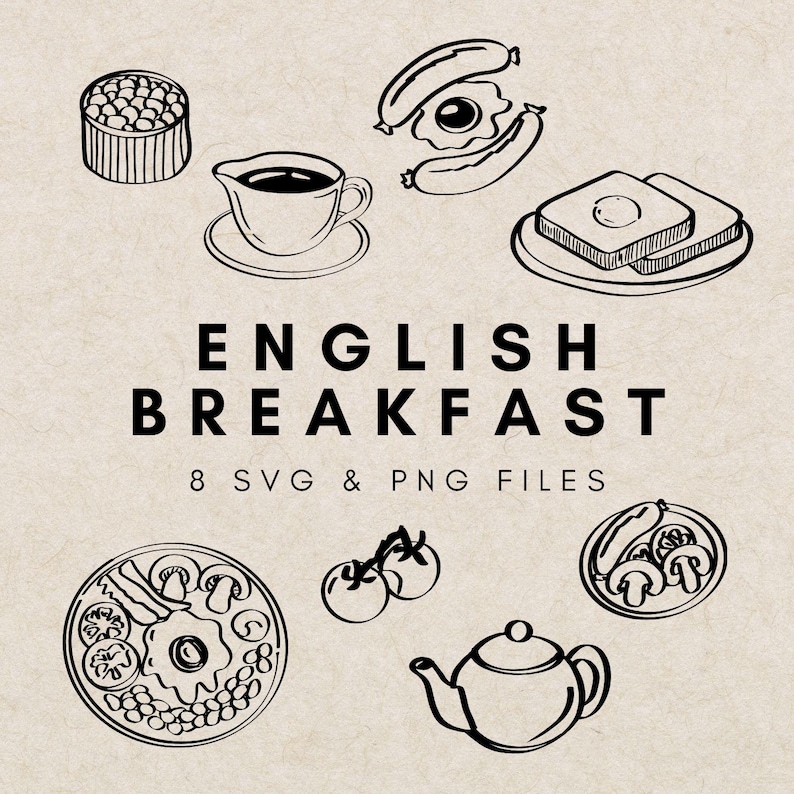 English Breakfast Clipart, Breakfast Clipart, Quirky Food Clipart ...