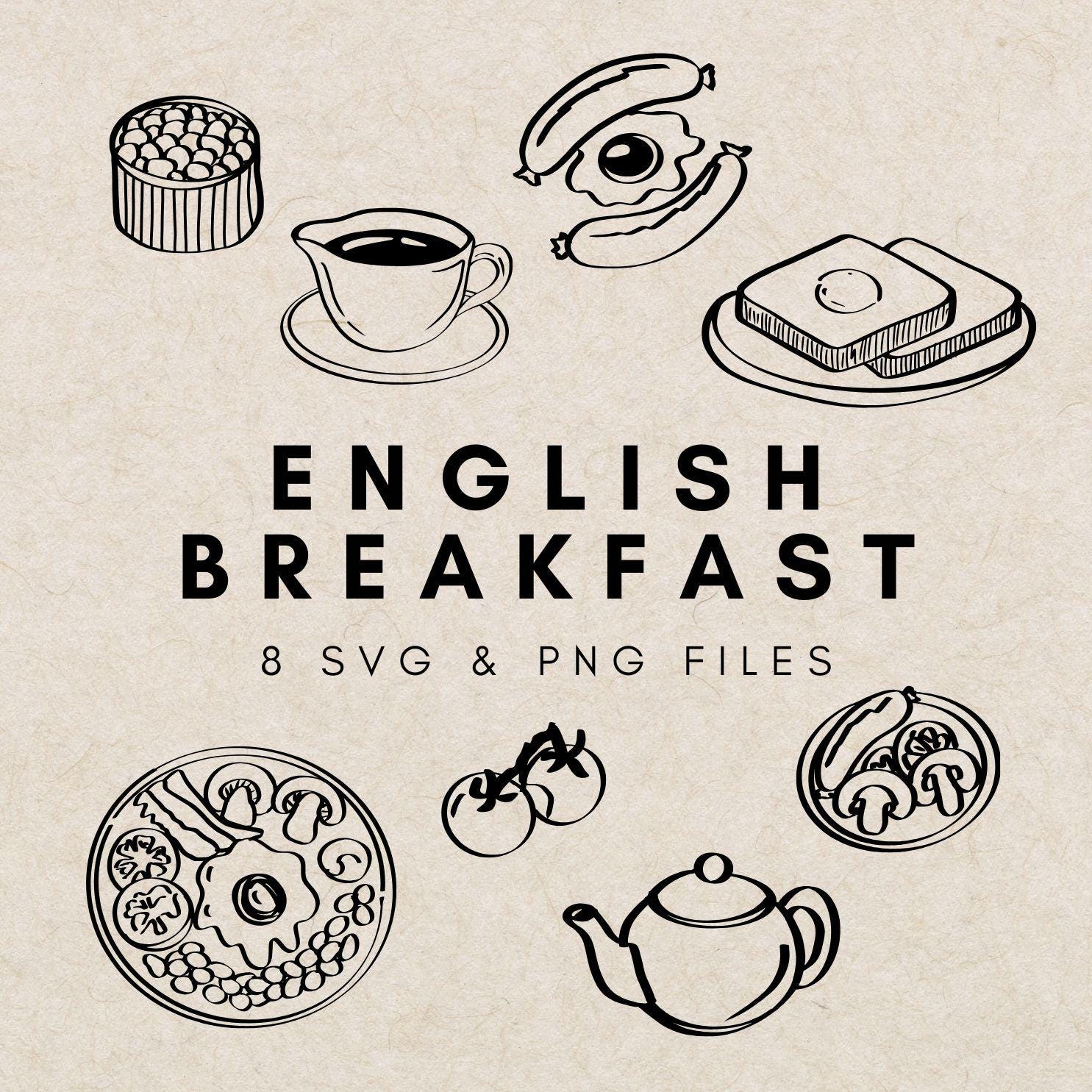 English Breakfast Clipart, Breakfast Clipart, Quirky Food Clipart ...