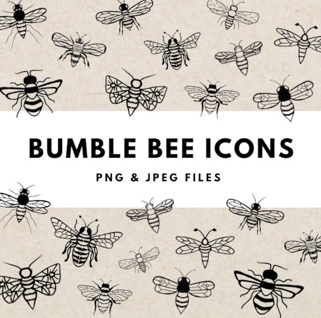 Hand Drawn Bumble Bee Clipart PNG Digital Download, Bee Graphic Design ...