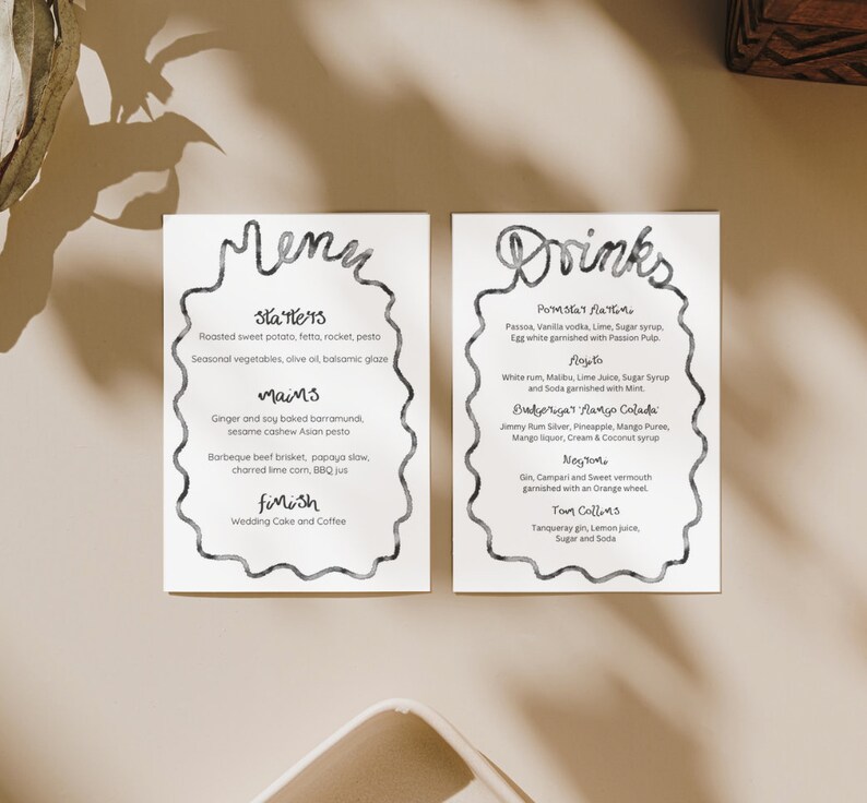 Modern Handwritten Typography Frame Clipart, Watercolour Event Menu ...