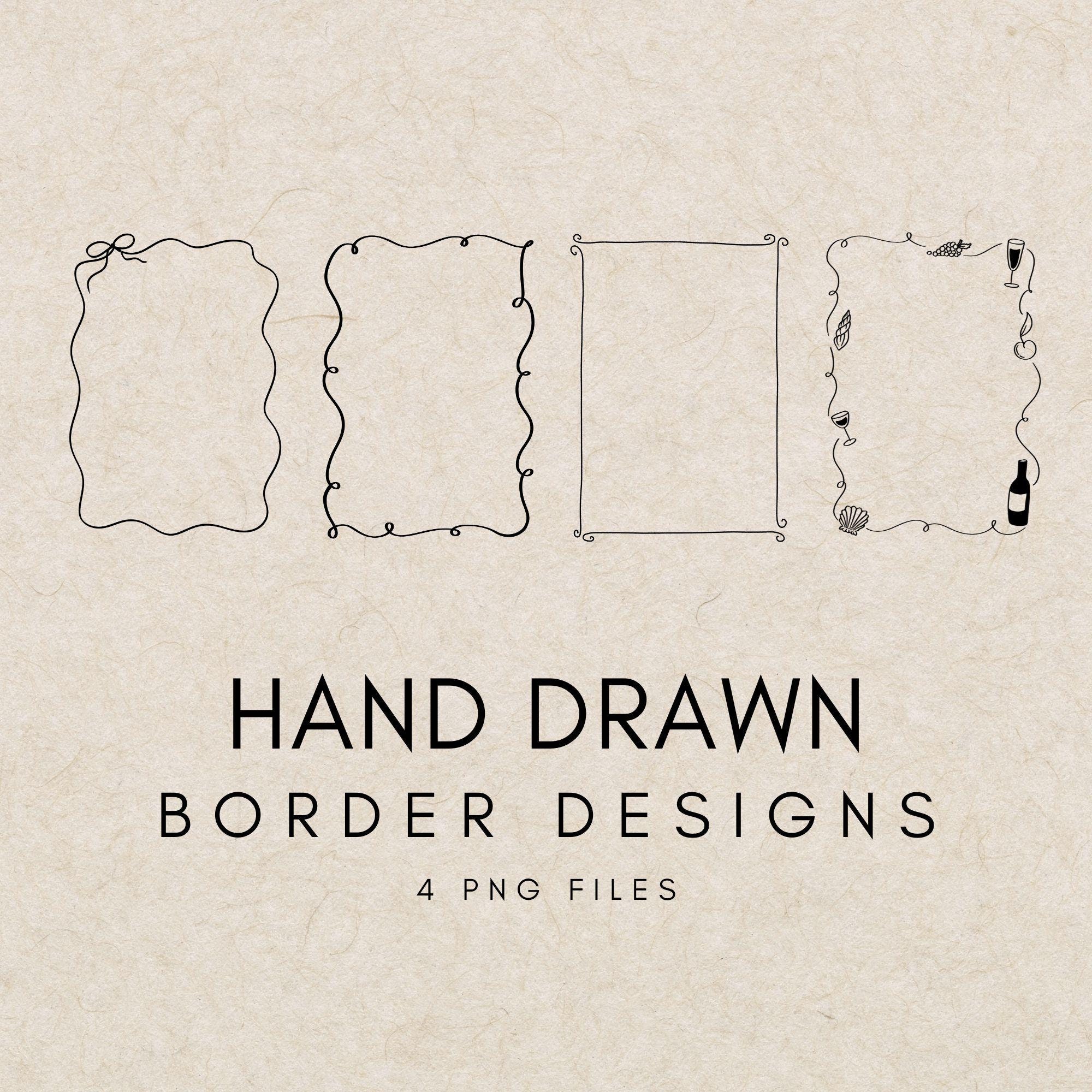 Bespoke Food Clipart Border Illustration PNG Hand Drawn Wavy Curly ...