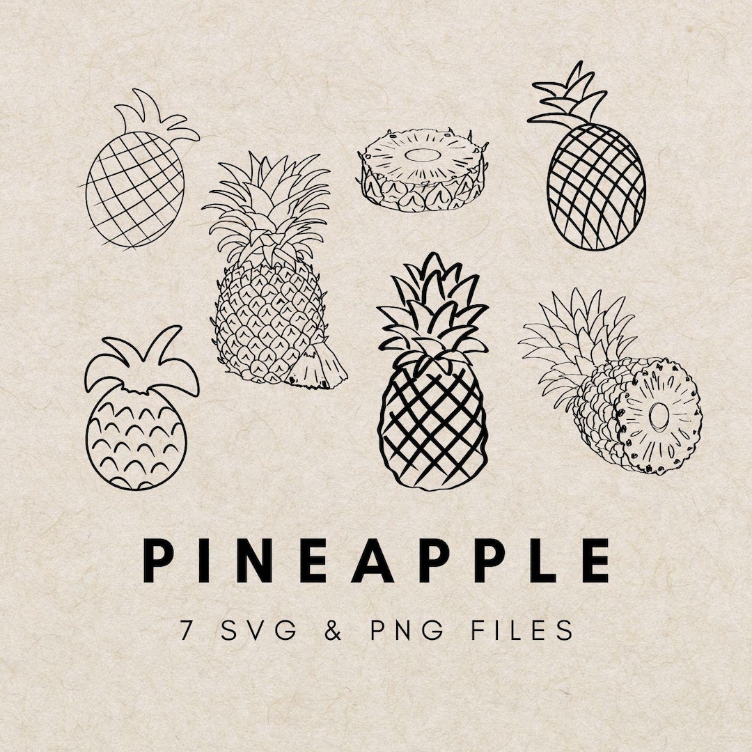 Pineapple Illustrations, Fruit Clipart, Tropical Handdrawn Quirky ...