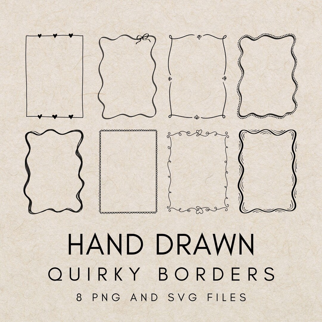 Quirky Wavy Scribble Border Illustration PNG SVG - Hand Drawn Wavy Curly Frame, Retro Modern ...