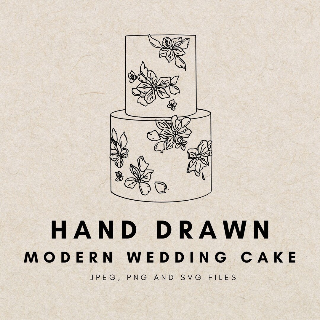 Modern Wedding Cake Illustration, Bespoke Wedding Cake, Hand Drawn ...