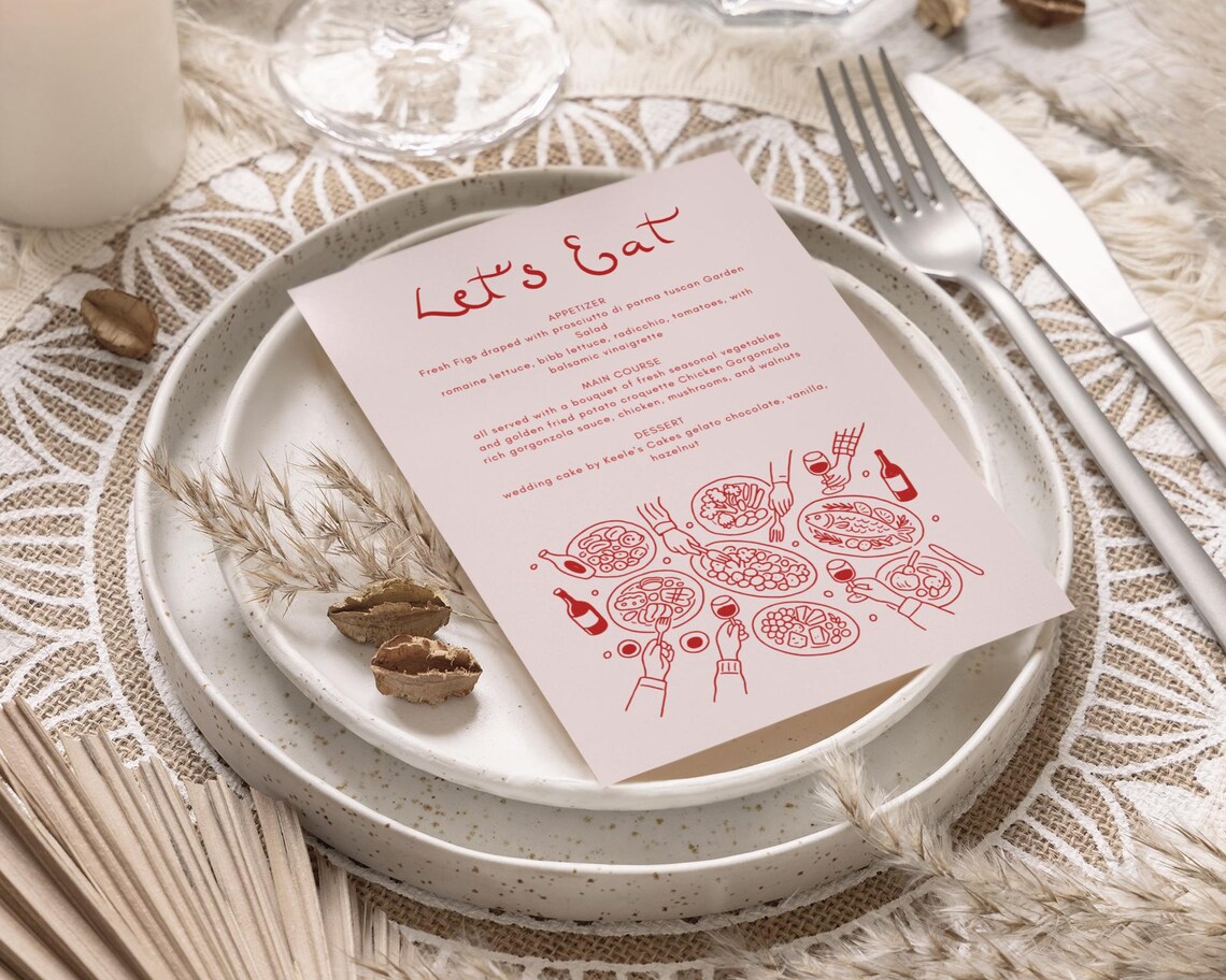 Hand-drawn Wedding Tablescape Clipart: Dinner Party Illustration (PNG ...