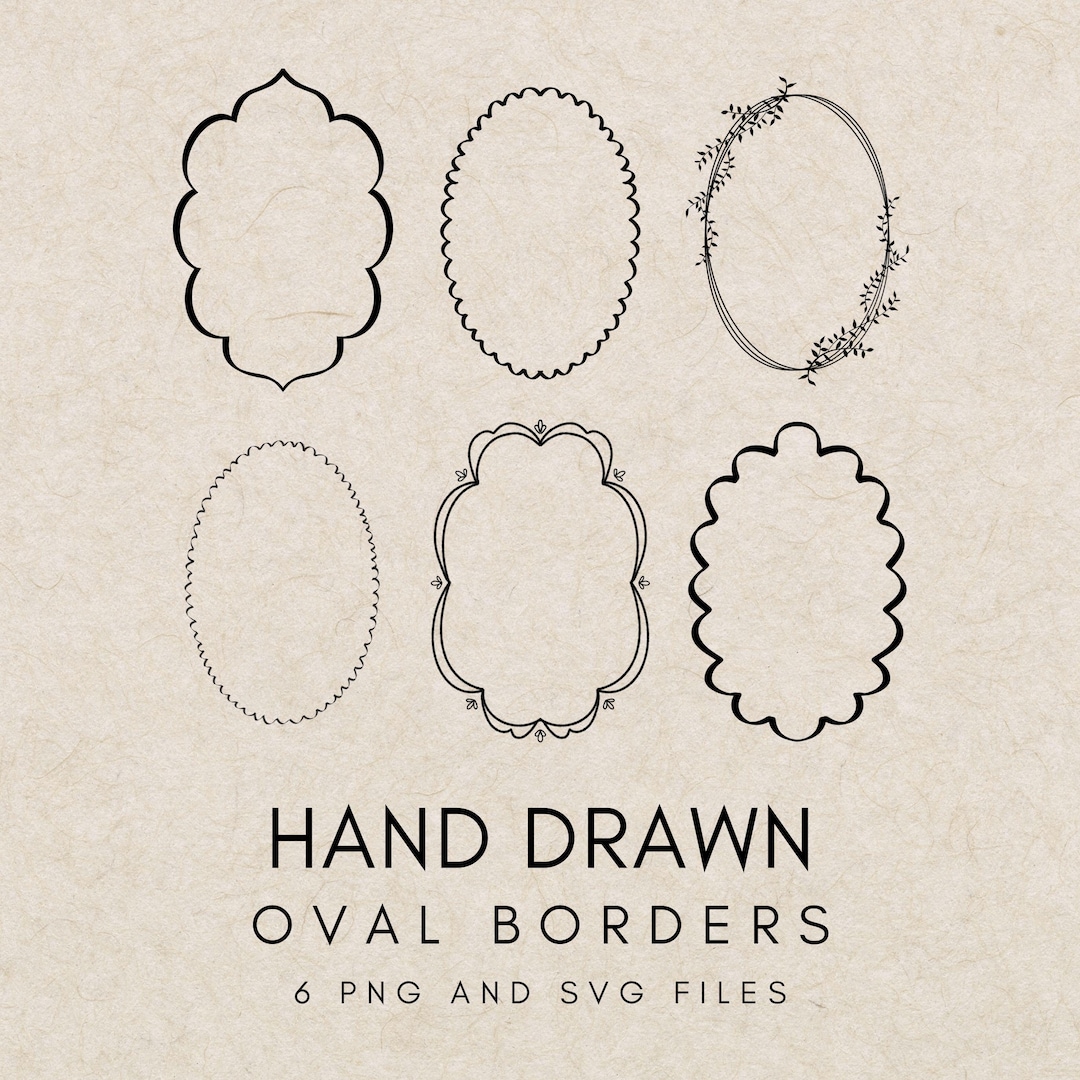 Handdrawn Oval Border Illustration PNG - Wavy Curly Oval Frame, Retro ...