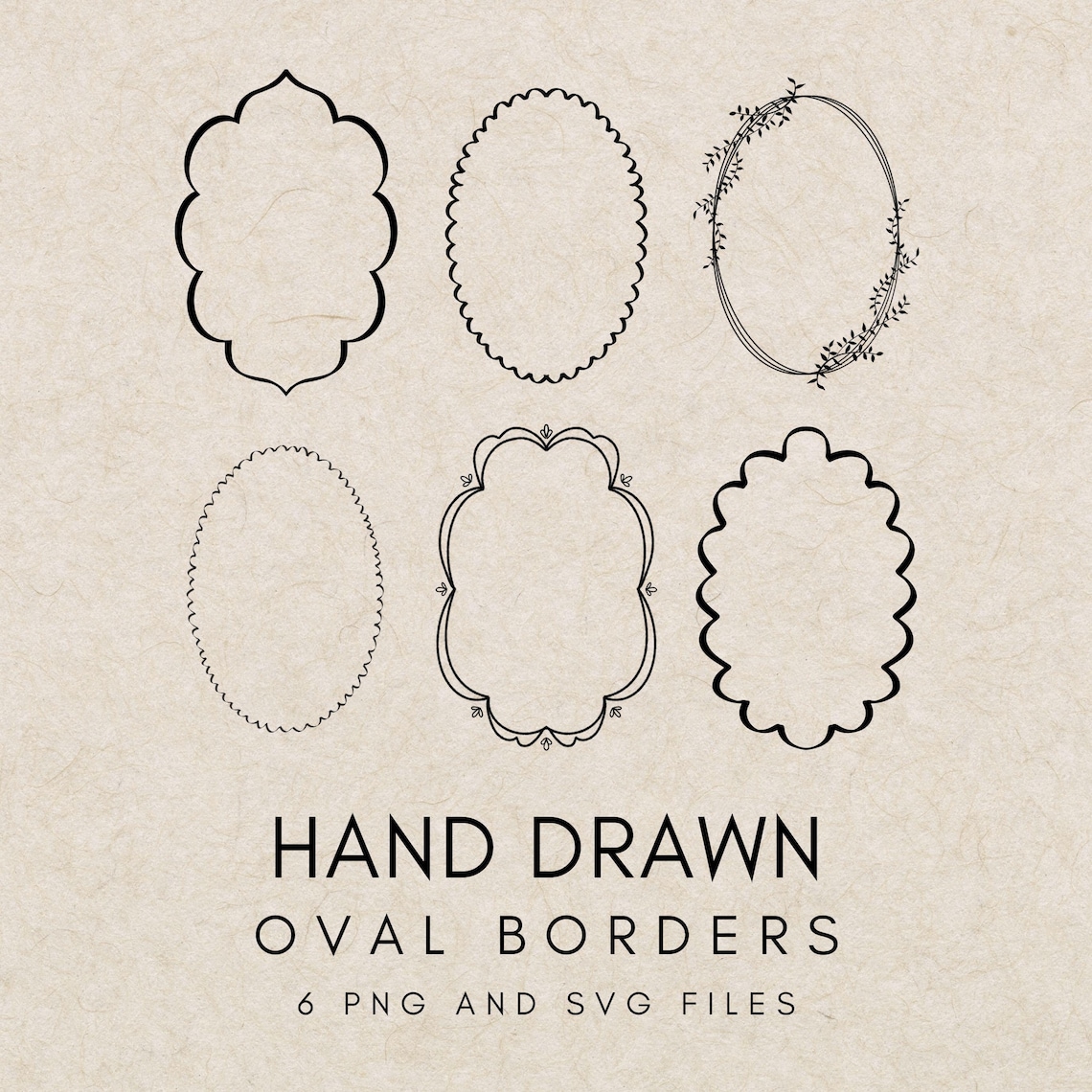 Handdrawn Oval Border Illustration PNG - Wavy Curly Oval Frame, Retro ...