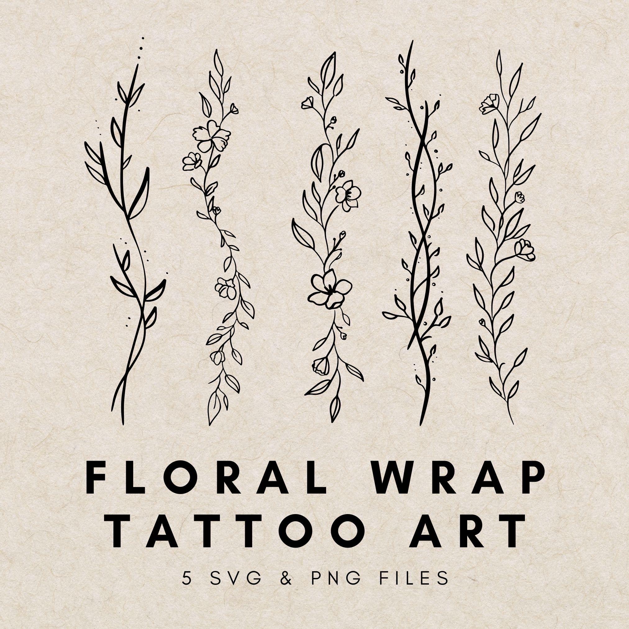 Flash Tattoo Floral Wrap Bundle, Bachelorette Illustrations, Wedding ...