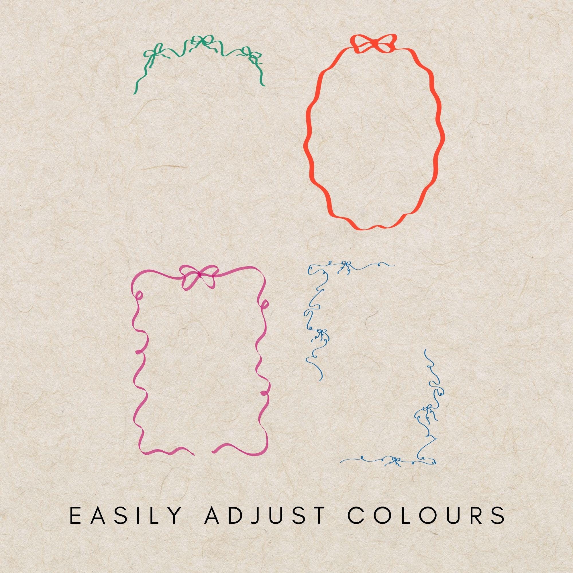 Handdrawn Wavy Bow Border Clipart PNG SVG - Quirky Wavy Curly Frame ...