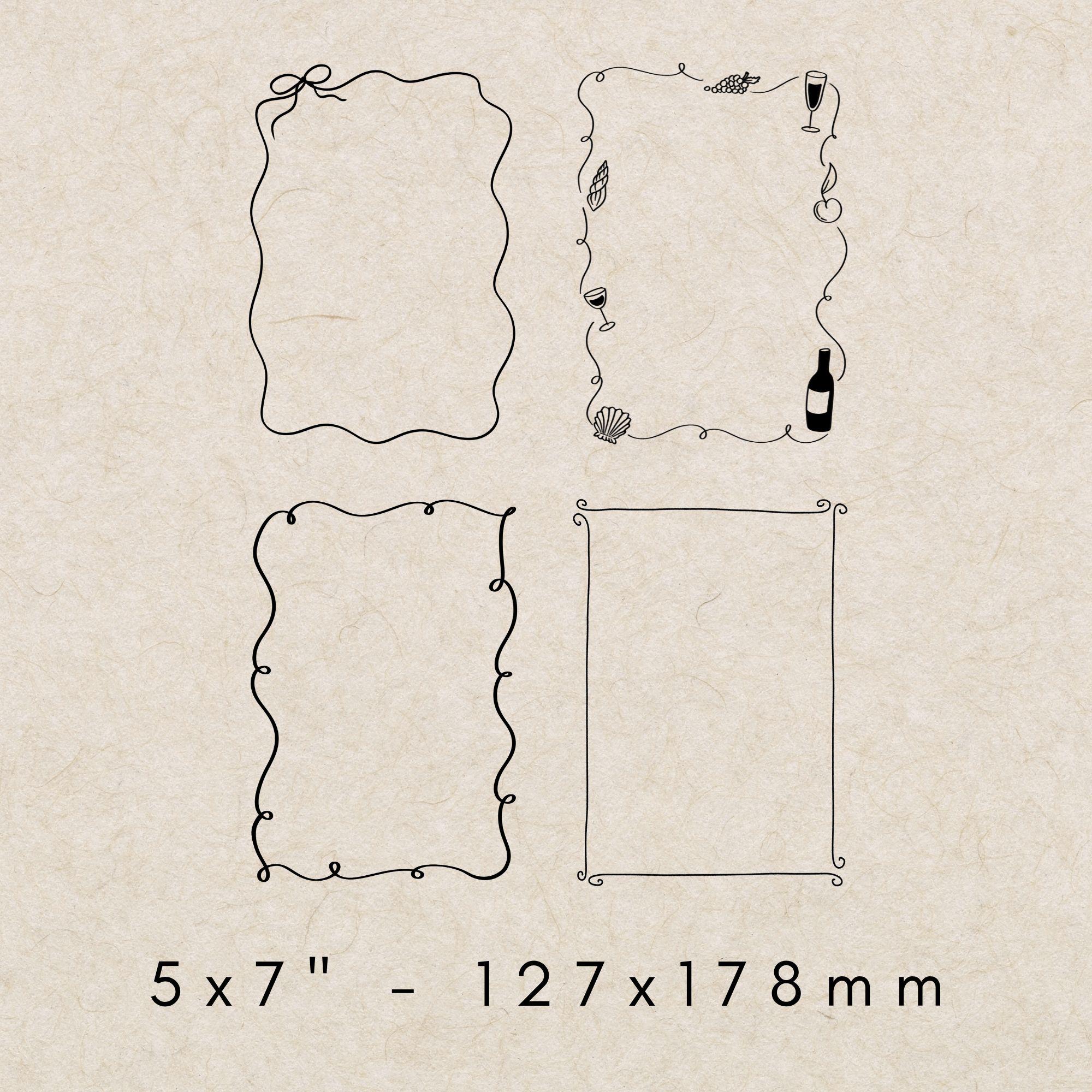 Bespoke Food Clipart Border Illustration PNG Hand Drawn Wavy Curly ...