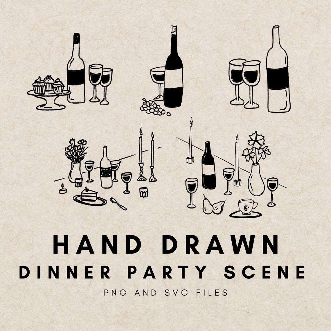 Quirky Hand Drawn Table Setting Illustration, Wedding Rehearsal Artwork ...