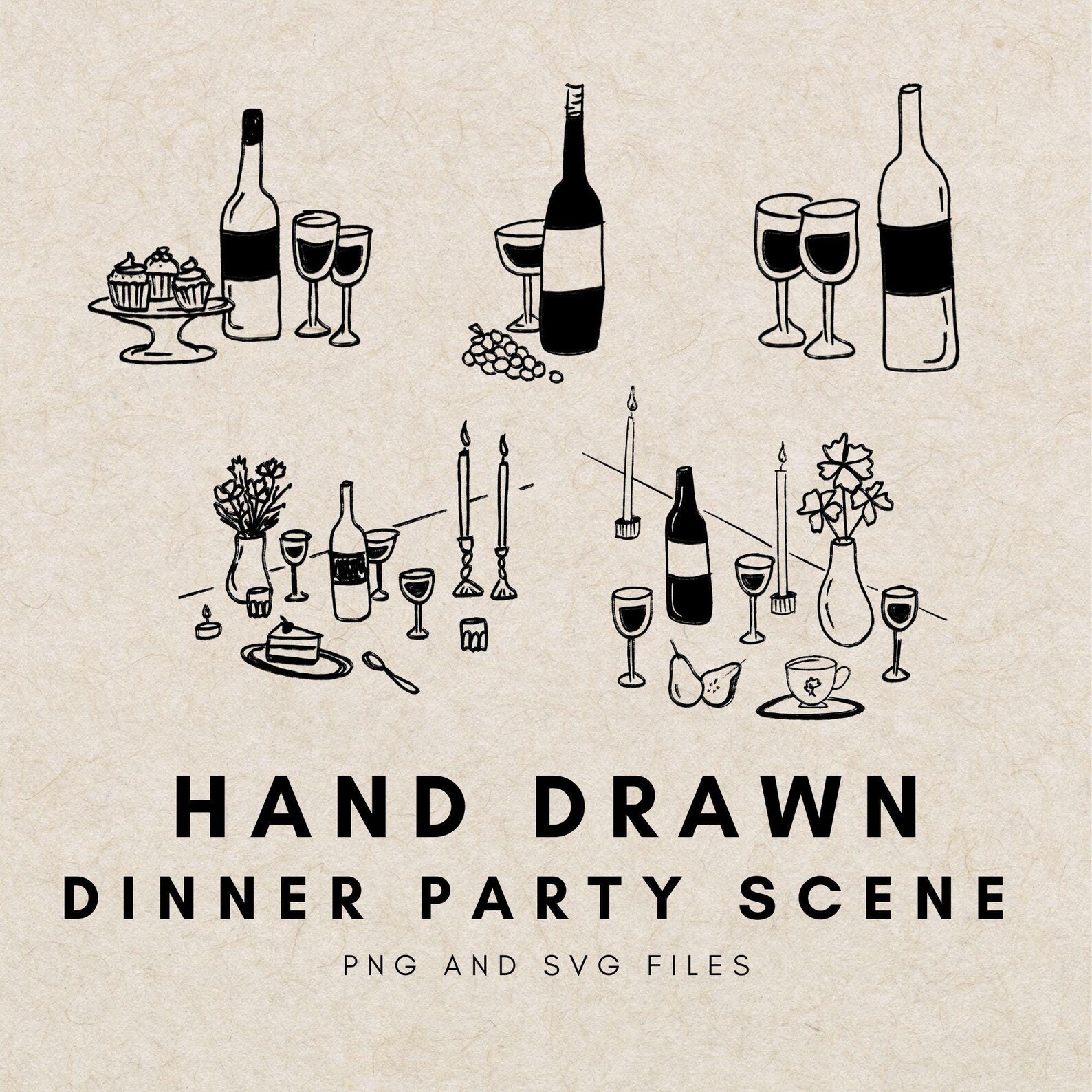 Quirky Hand Drawn Table Setting Illustration, Wedding Rehearsal Artwork ...