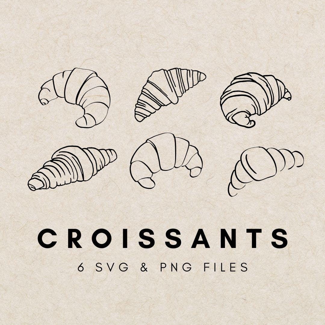 Croissant Illustration, Breakfast Bread Clipart, French Bakery, Food ...
