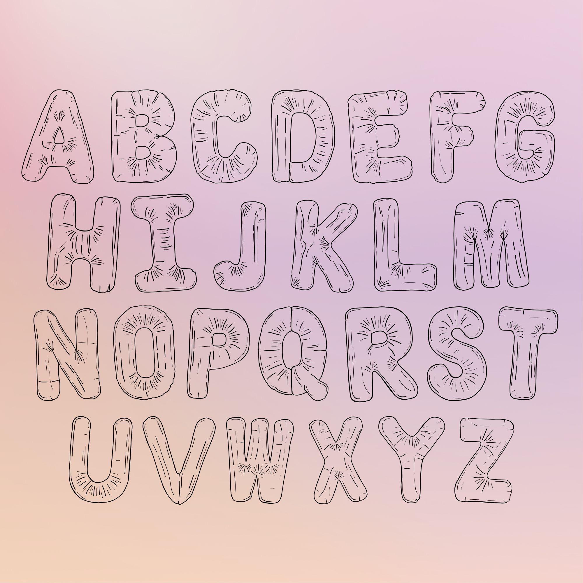 Hand Drawn Alphabet Balloons, Birthday Party Decor, Anniversary Balloon ...