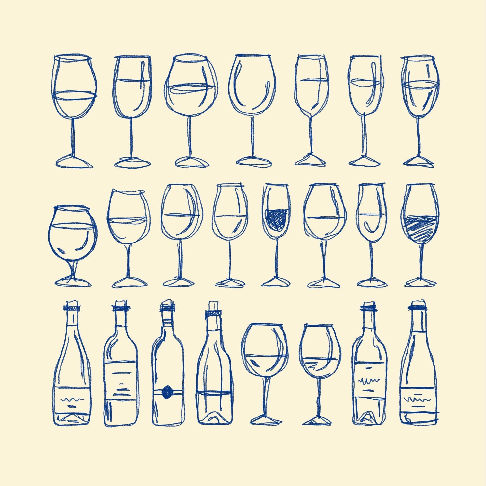 Hand Drawn Beverage Images, Quirky Wine Pen Scribble, Wine Decor ...