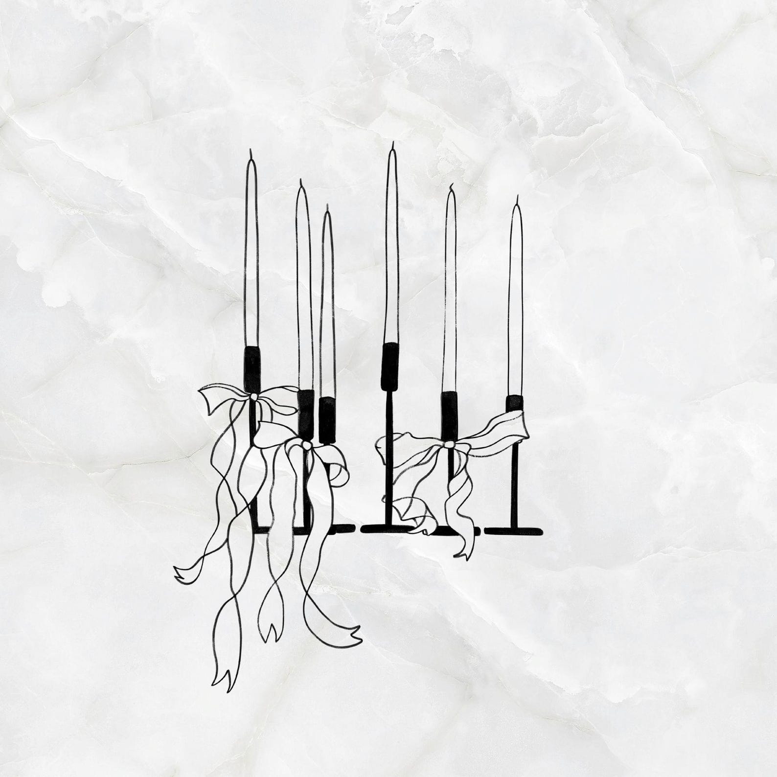 Hand Drawn Taper Clipart, Candle Illustration, Drawing Modern Bow ...