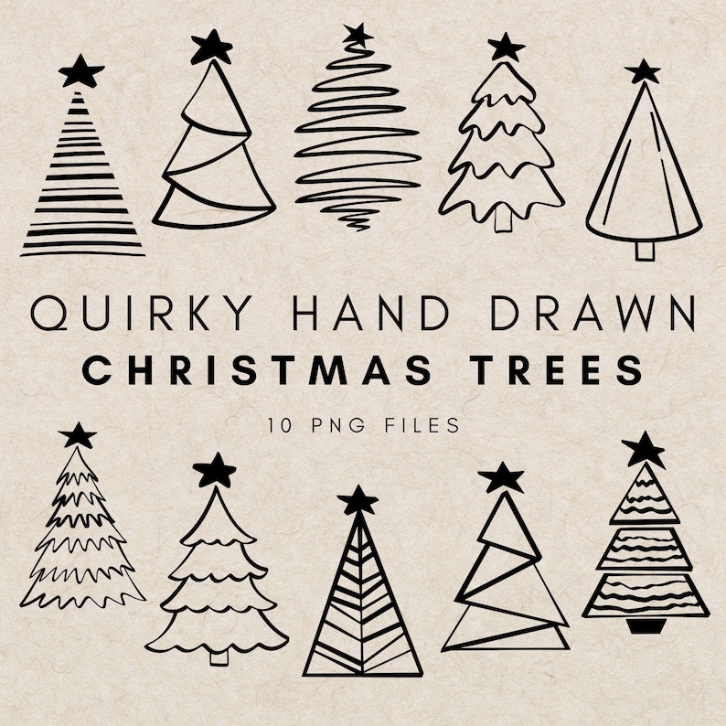 Quirky Christmas Tree, Bespoke Holiday Hand Drawn, Happy Holidays ...
