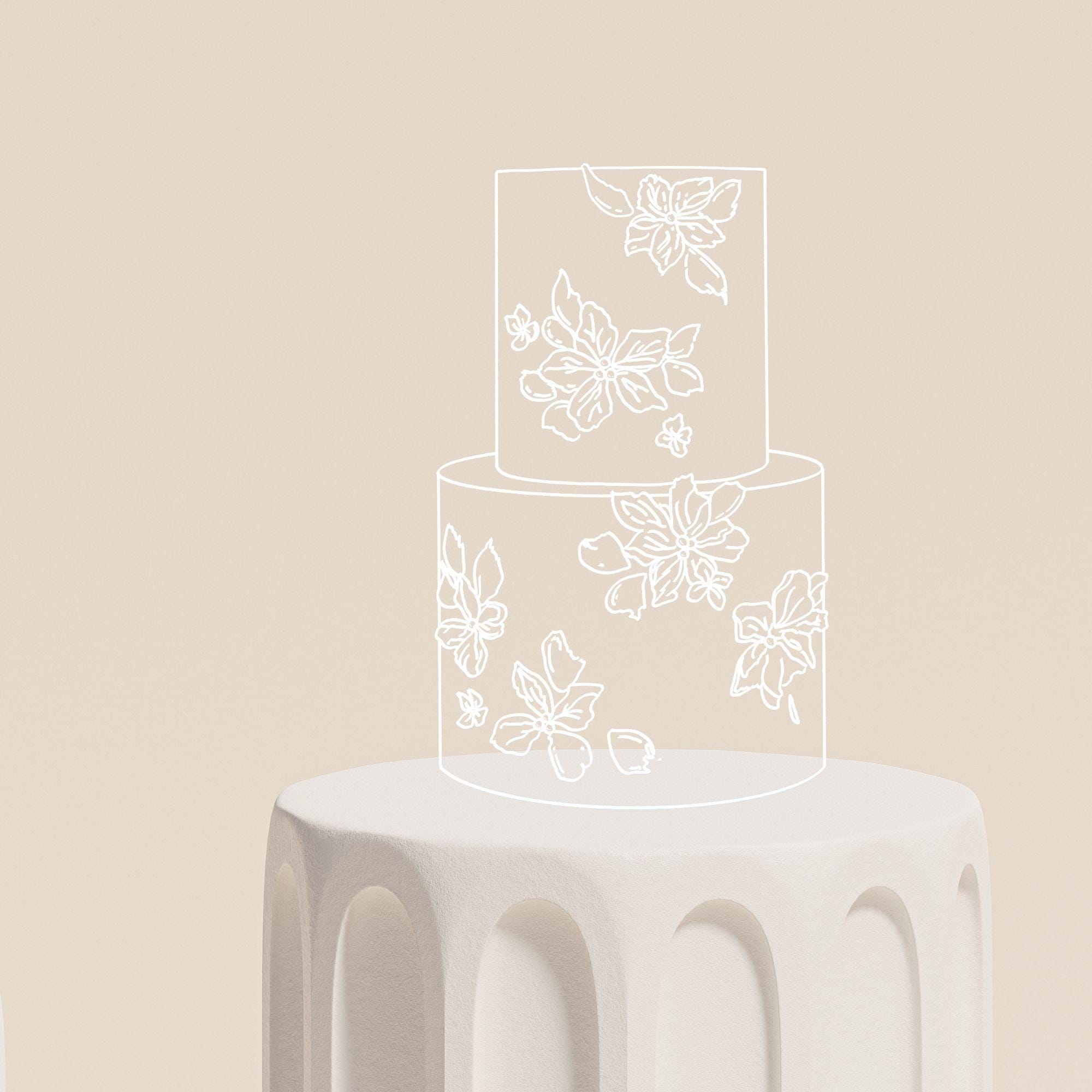 Modern Wedding Cake Illustration, Bespoke Wedding Cake, Hand Drawn ...