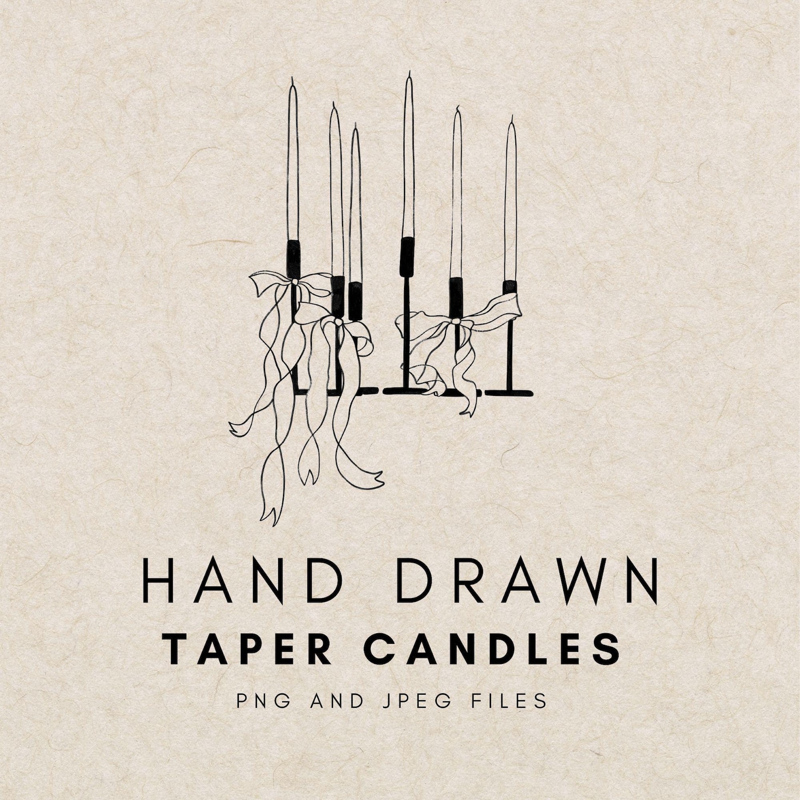 Hand Drawn Taper Clipart, Candle Illustration, Drawing Modern Bow ...