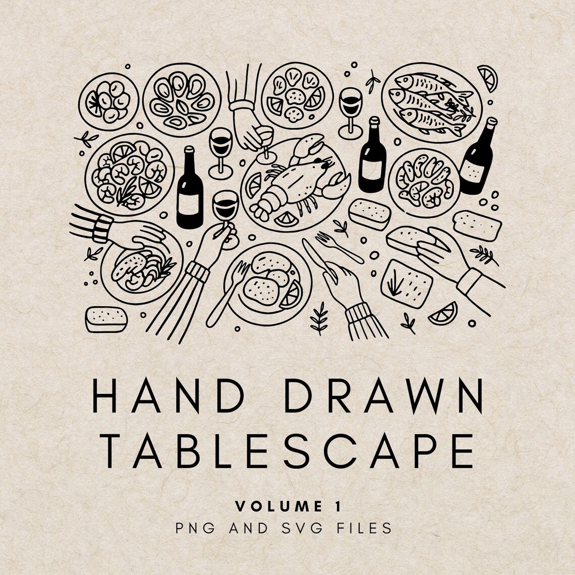 Hand-drawn Wedding Tablescape Clipart: Dinner Party Illustration (PNG ...