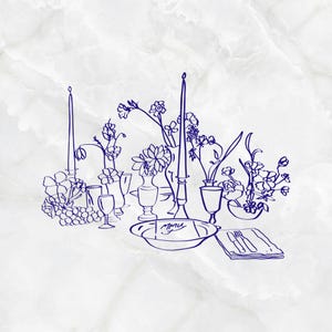 Hand Drawn Quirky Wedding Table Setting, Dinner Table Decor Clipart ...