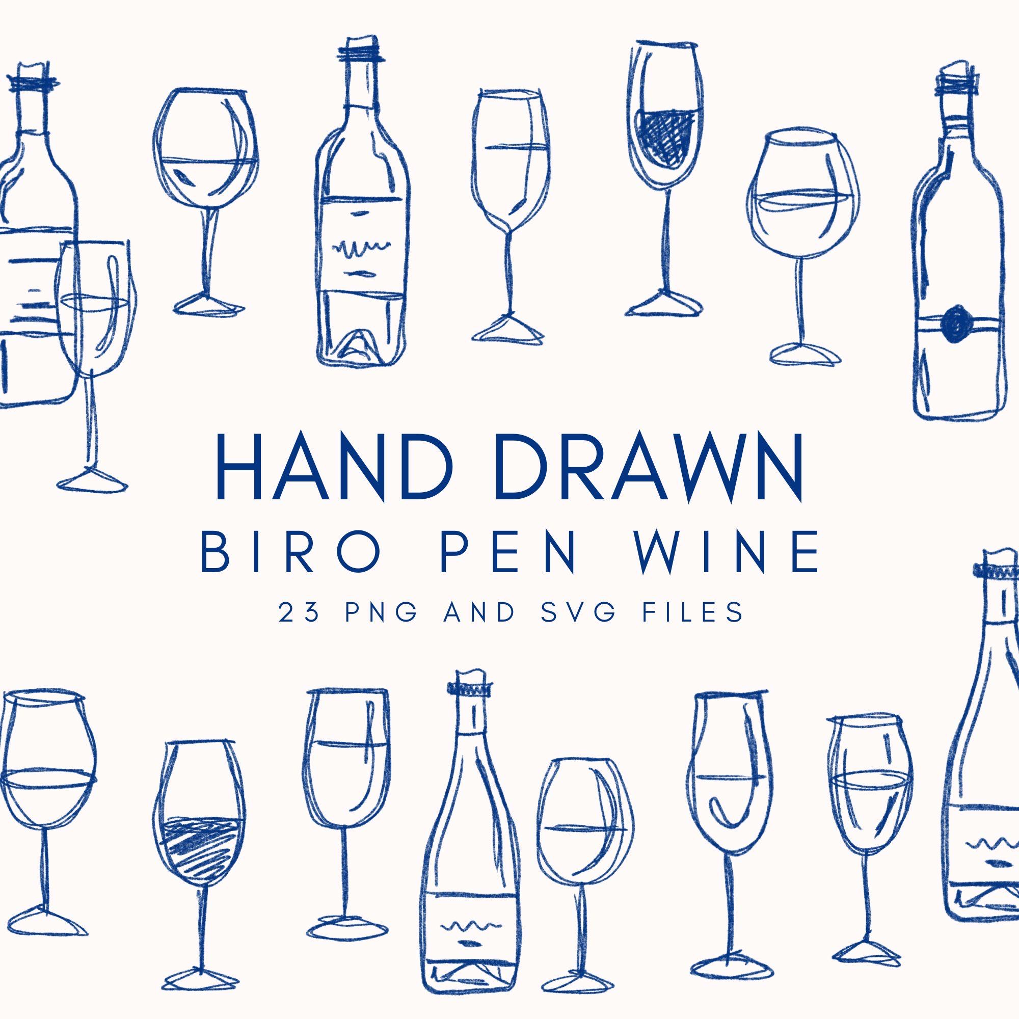 Hand Drawn Beverage Images, Quirky Wine Pen Scribble, Wine Decor ...