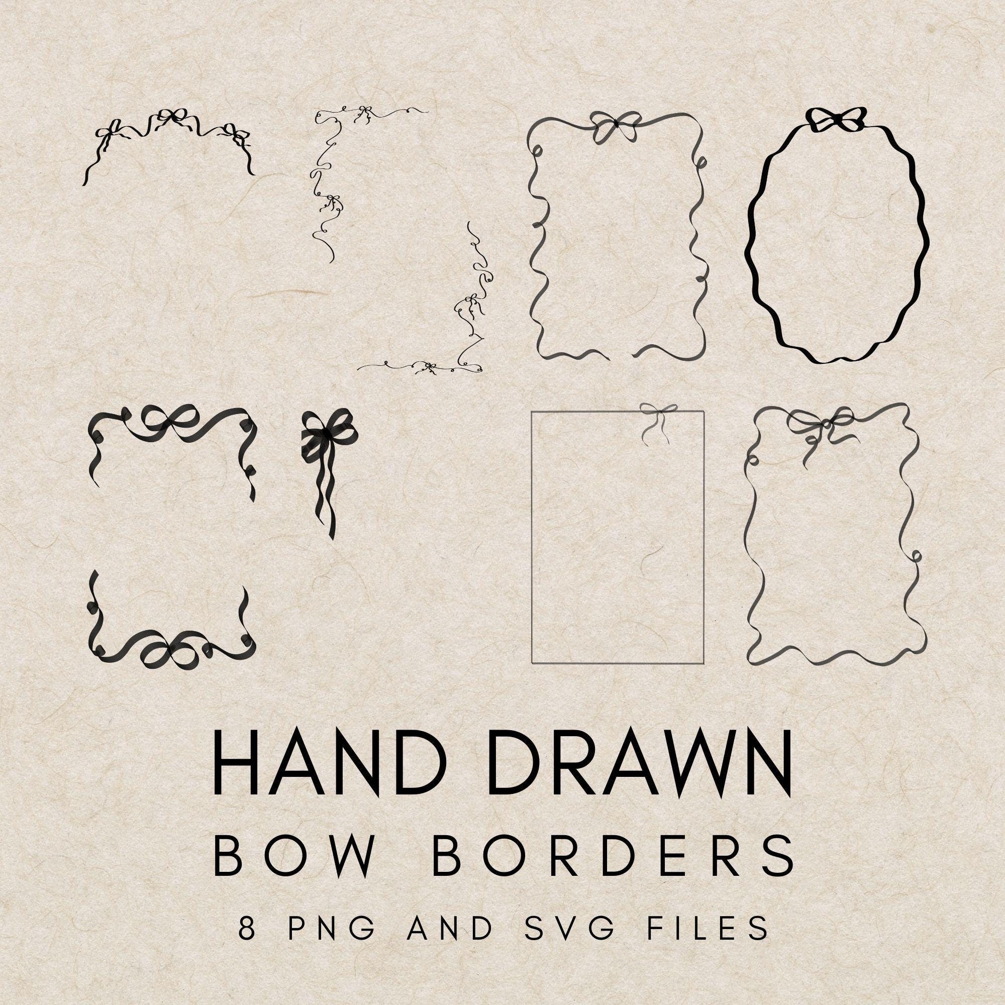 Handdrawn Wavy Bow Border Clipart PNG SVG - Quirky Wavy Curly Frame ...