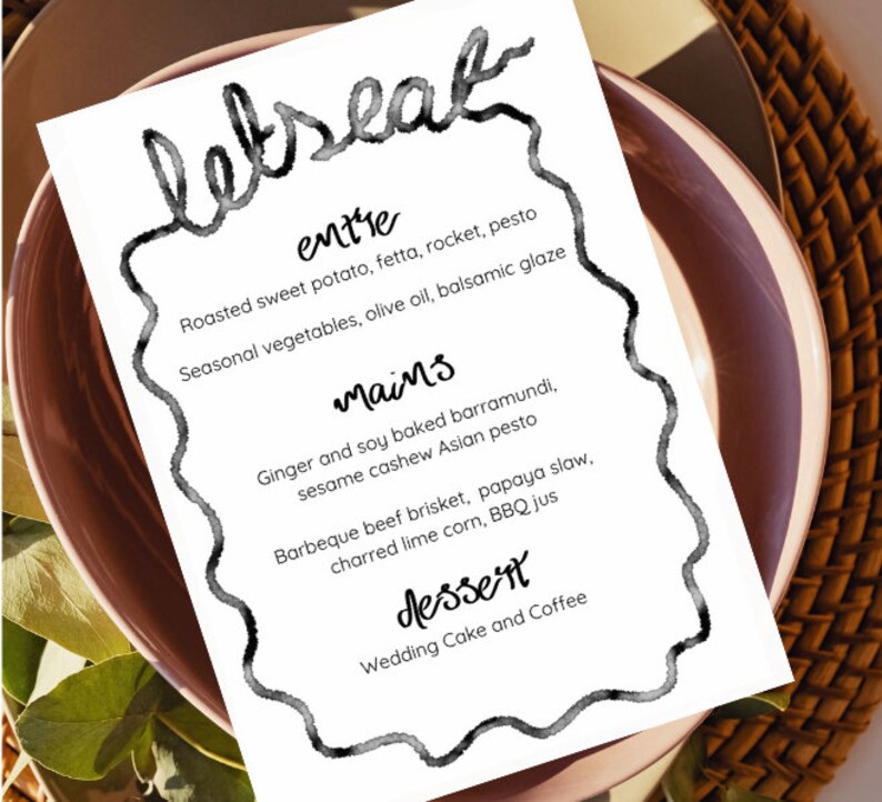 Modern Handwritten Typography Frame Clipart, Watercolour Event Menu ...