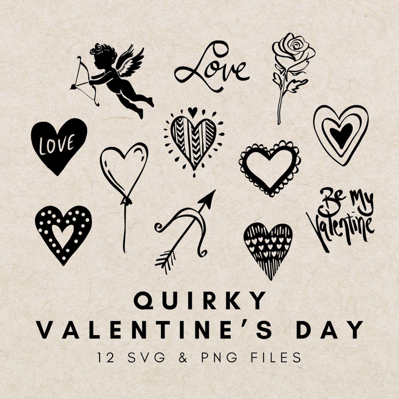 Love Hearts Valentine Clipart Digital Download, Cupid Angel Rose ...