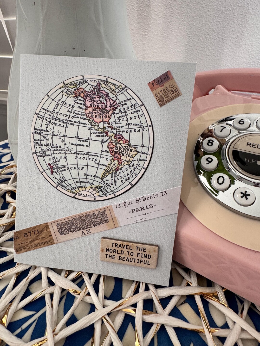 Handmade Travel Map Greeting Card With Envelope - Etsy