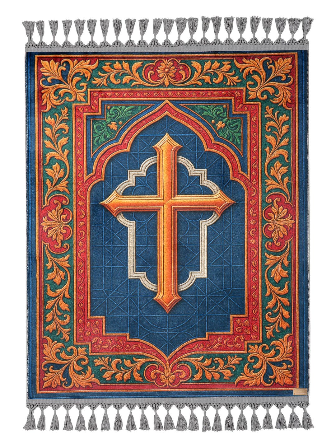 Christian Wall Tapestry With Cross – Blue Faith-inspired Wall Art ...