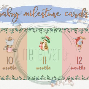 12 Peter Rabbit Theme Baby Printable Milestone Cards for Every Month ...