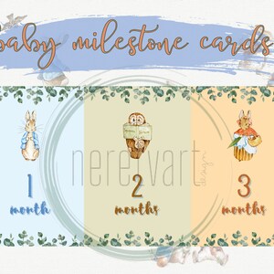12 Peter Rabbit Theme Baby Printable Milestone Cards for Every Month ...