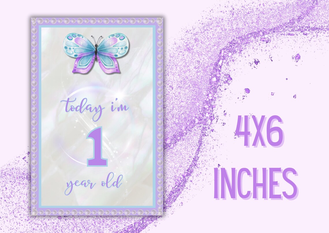 12 Purple Pearl Theme Baby Printable Milestone Cards for Every Month ...