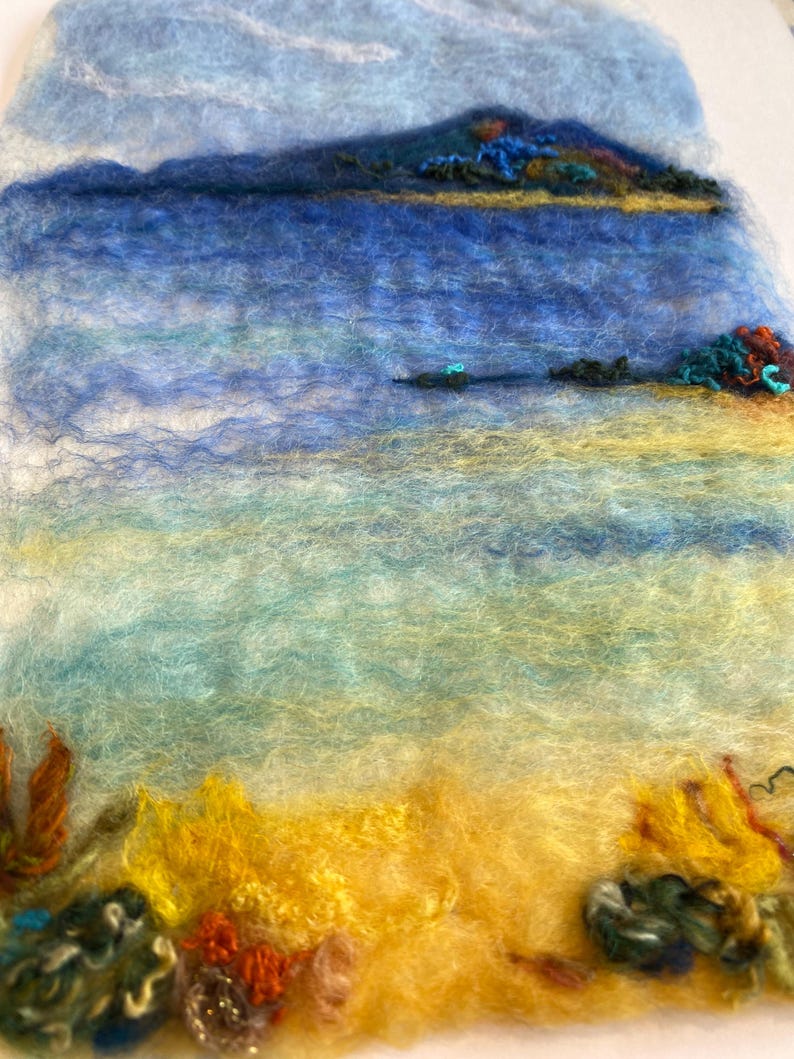 Summer Shores Handmade Felted Picture - Etsy UK