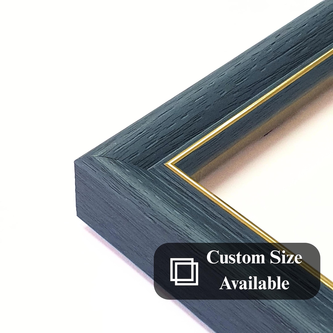 Vintage Ocean Blue Frame With Thin Gold Line, Photo Frame, Diploma ...
