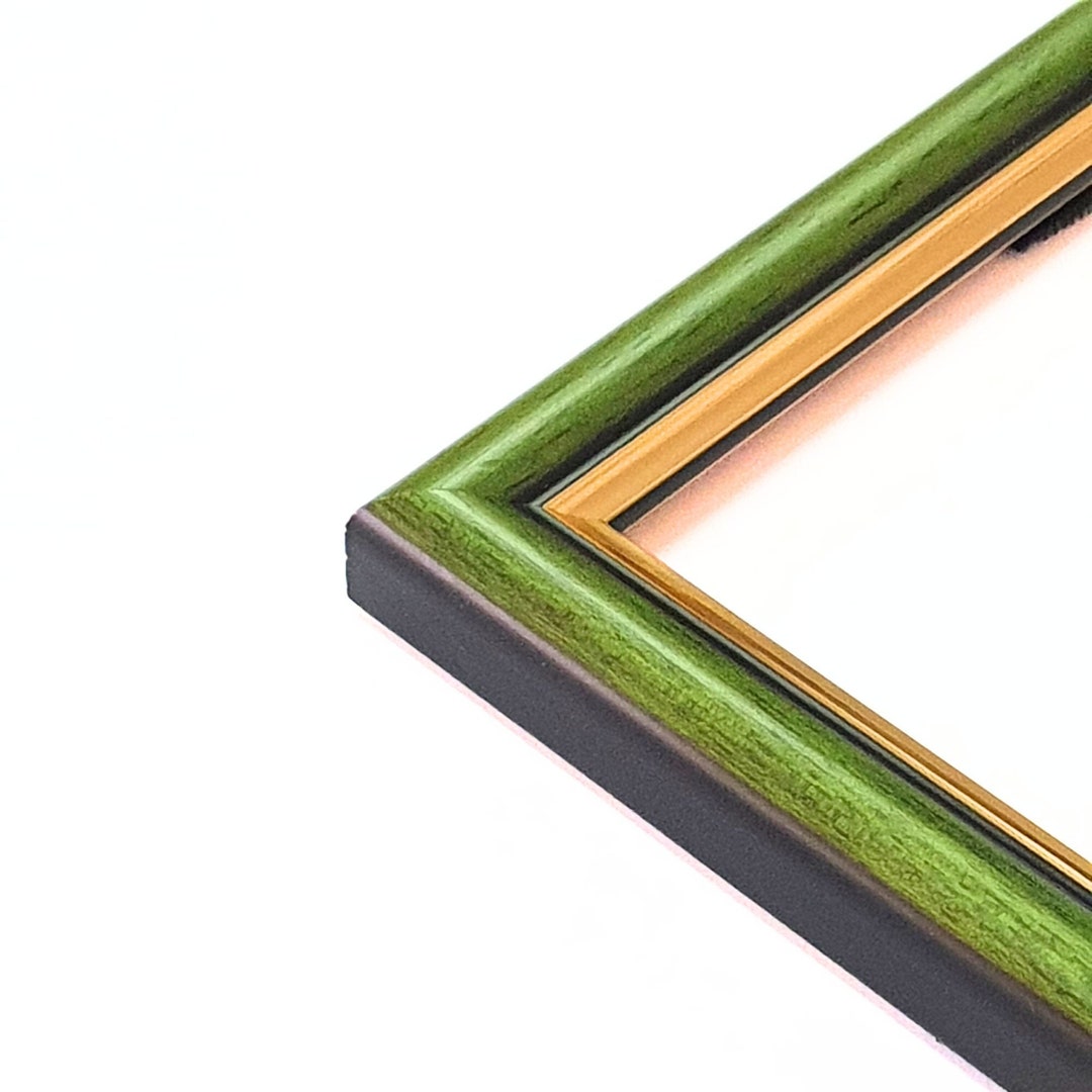 Green Frame With Gold Edge 23 Mm Width, Photo Frame, Handmade, Poster ...