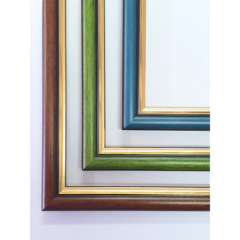 Green Frame With Gold Edge 23 Mm Width, Photo Frame, Handmade, Poster ...