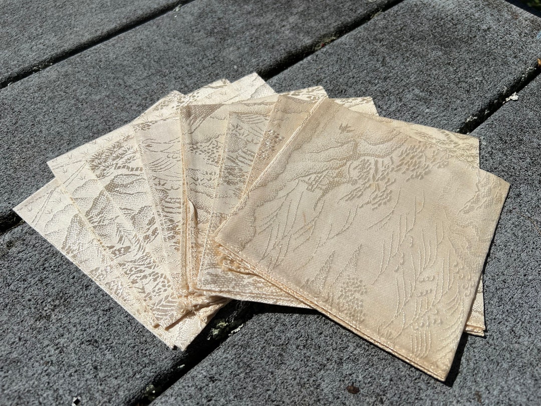 Vintage Gold/cream-colored Napkins With Landscape Scene (set of 8 ...