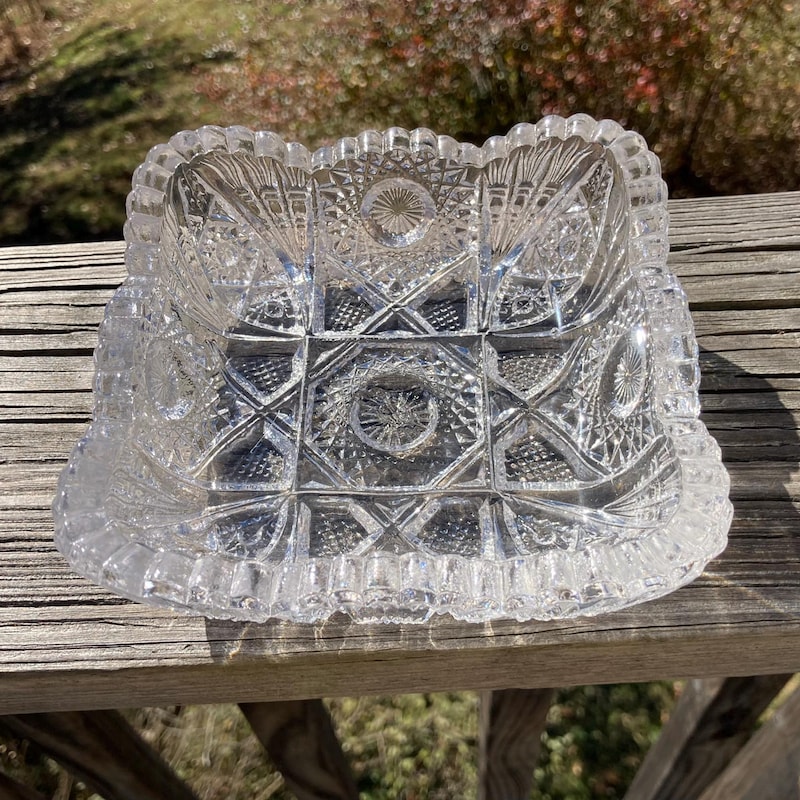 Cut Glass Square Dish - Etsy