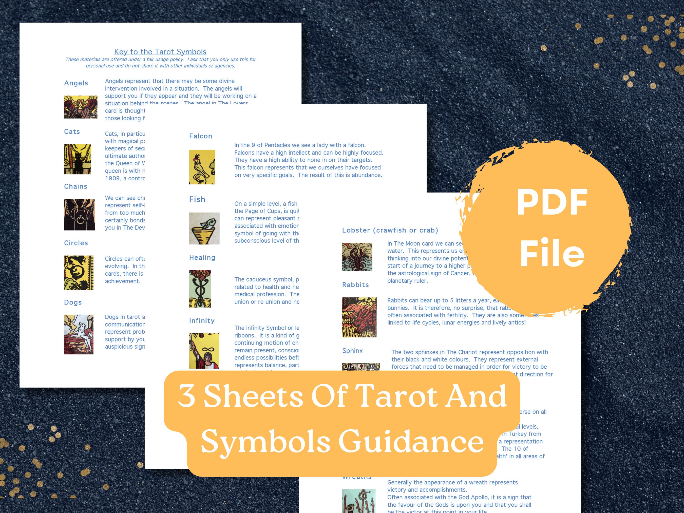 Tarot Symbols Cheat Sheets for Reading Tarot Cards Printable Book of ...